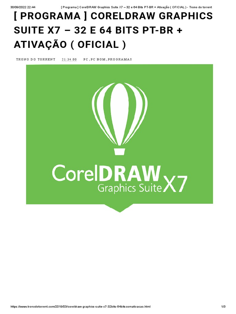 (Programa) CorelDRAW Graphics Suite X7 - 32 e 64 Bits PT-BR + Ativação ...
