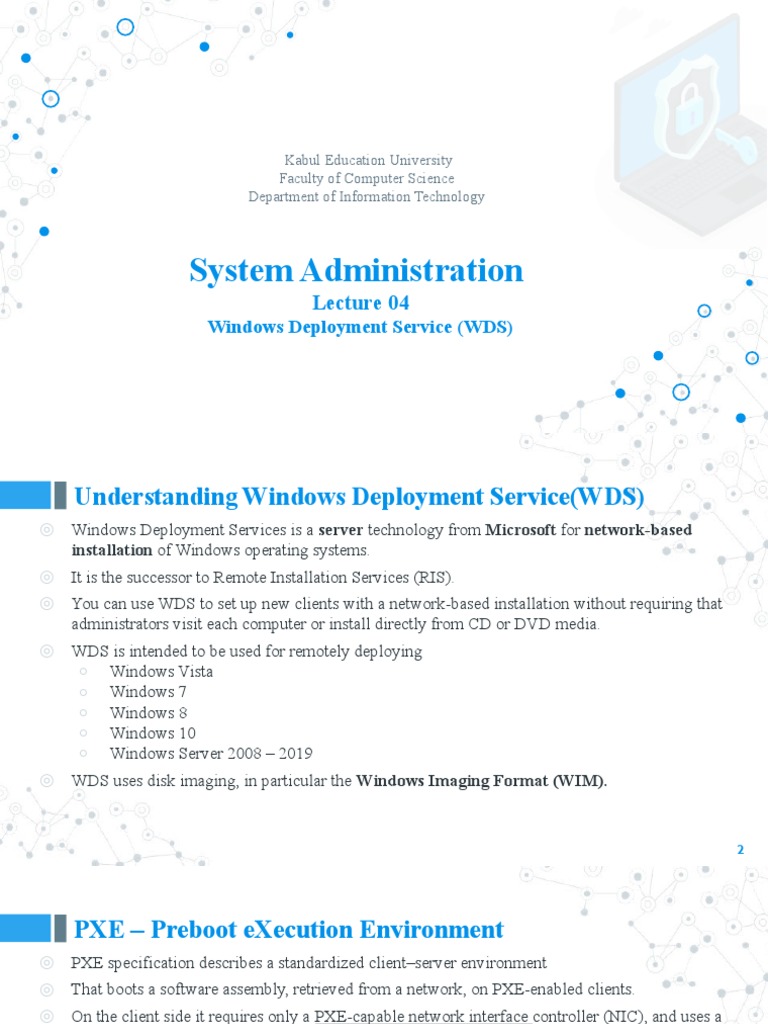 Kabul University Lecture on Deploying Windows with WDS | PDF | Computer Science | Software ...