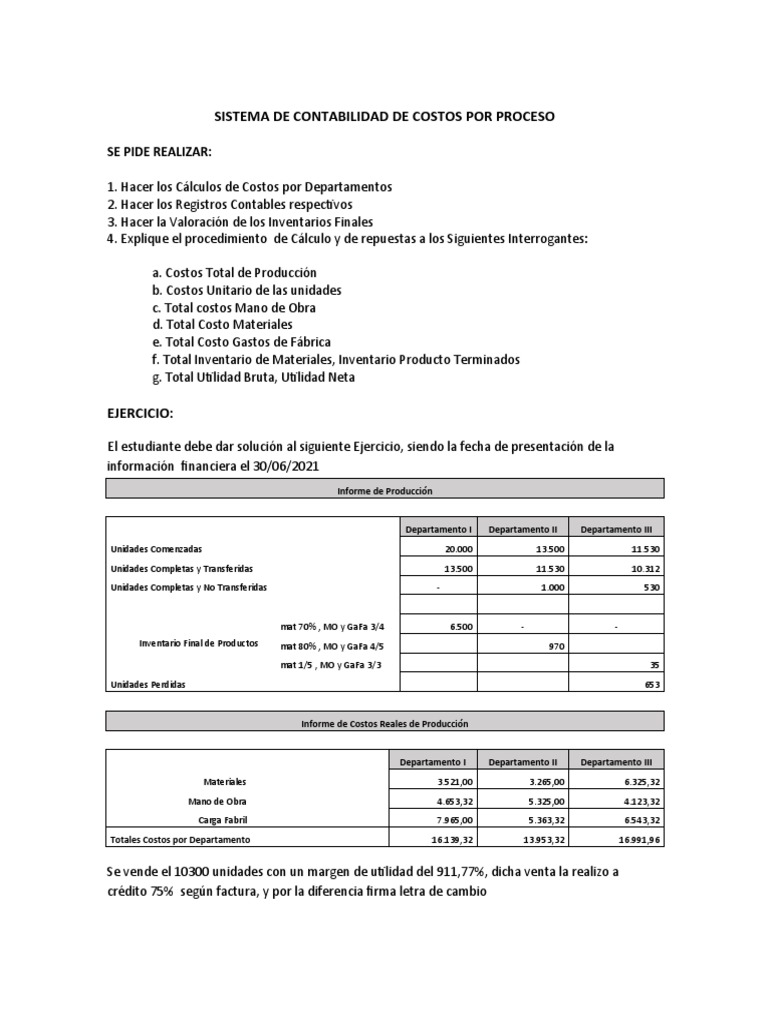 Sistema de Costos Por Proceso | PDF | Contabilidad | Economias
