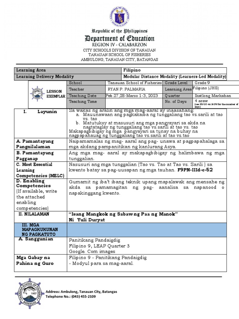 Palmaria - Quarter-3-Week 3-Plan | PDF