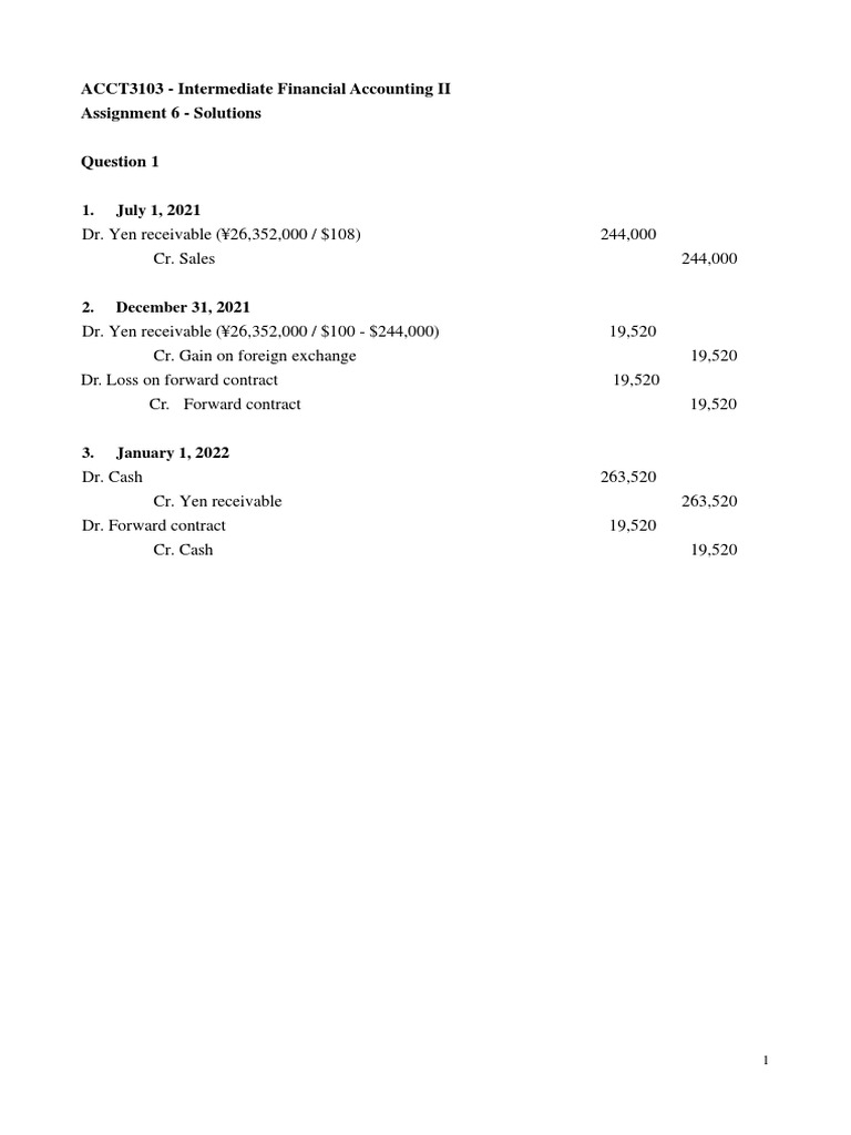 Assignment 6 - Solutions | PDF | Debits And Credits | Swap (Finance) Assignment 6 - Solutions | PDF | Debits And Credits | Swap (Finance)