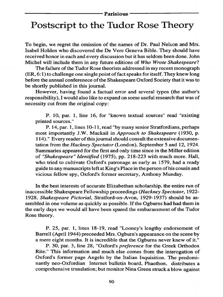 ER1998 v6 2I Parisious - Postscript To Tudor Rose Theory | PDF