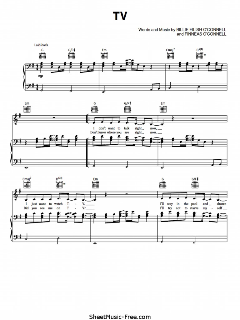 TV Sheet Music Billie Eilish PDF | PDF