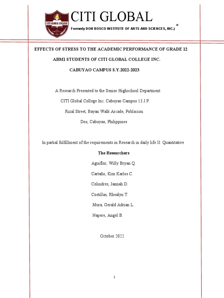 CGC Template | PDF | Stress (Biology) | Emotions