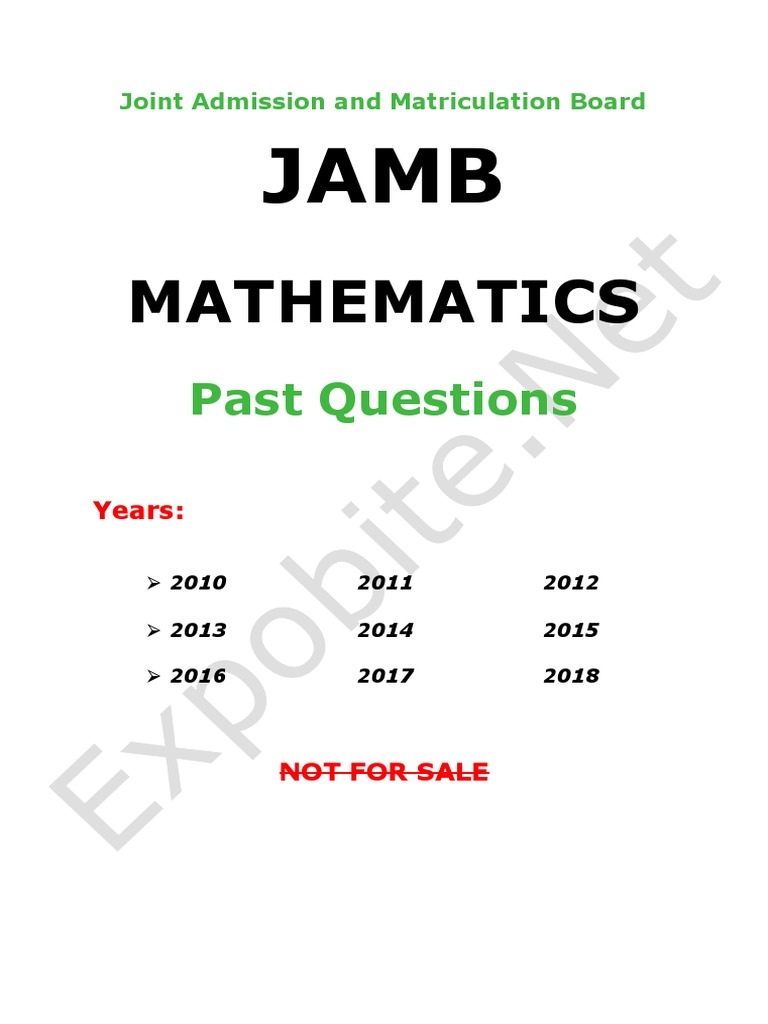 JAMB Mathematics Past Questions | PDF | Circle | Area