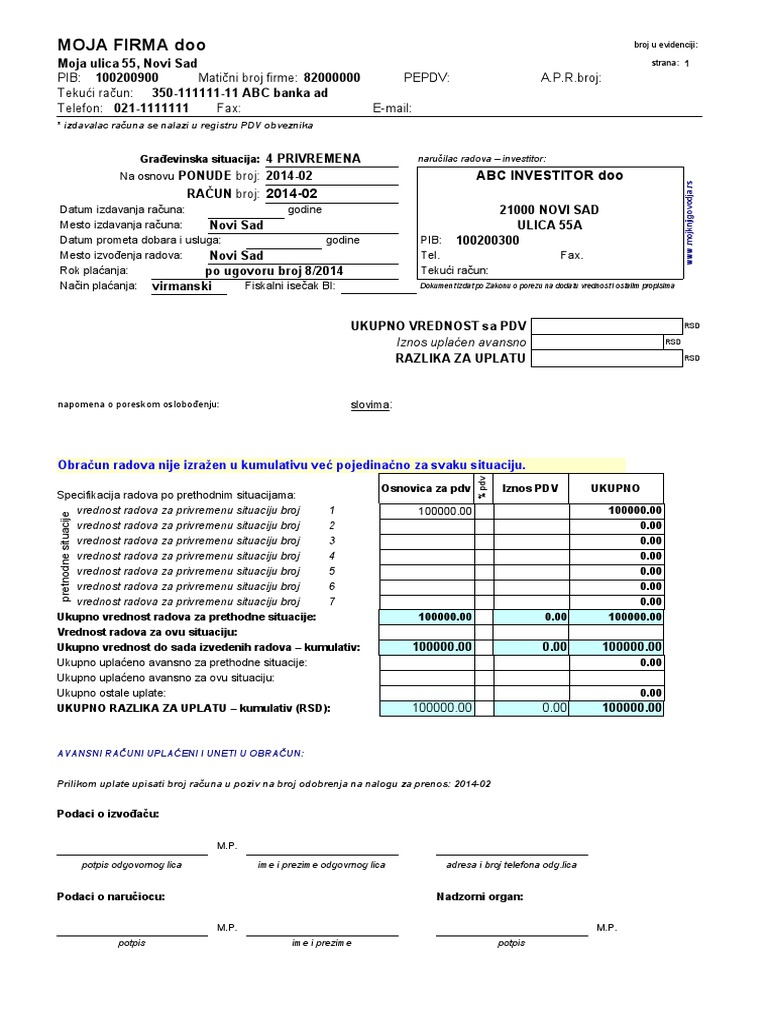Racun PDV GRADJEVINA REKAPITULACIJA | PDF