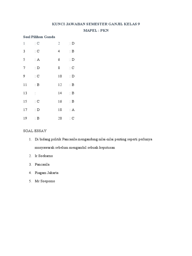 Kunci Jawaban PKN 9 | PDF