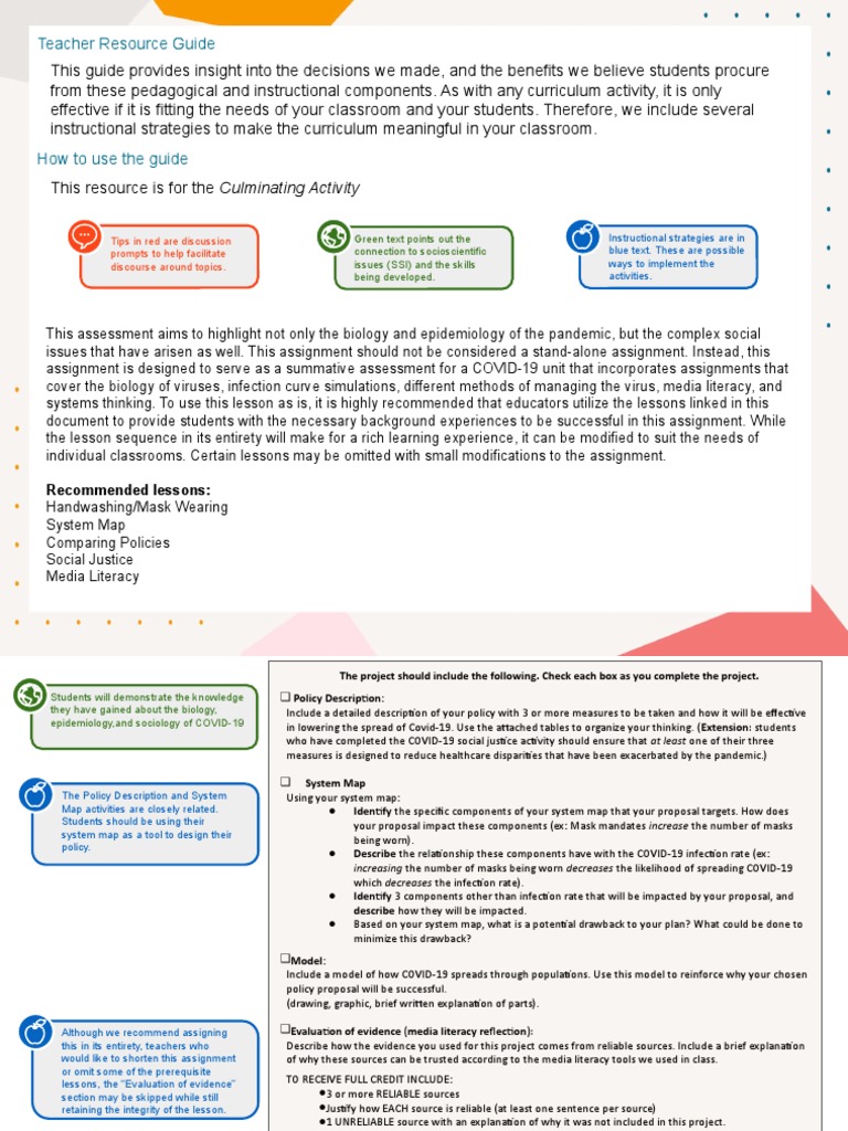 Culminating Activity Teacher Guide | PDF | Literacy | Policy