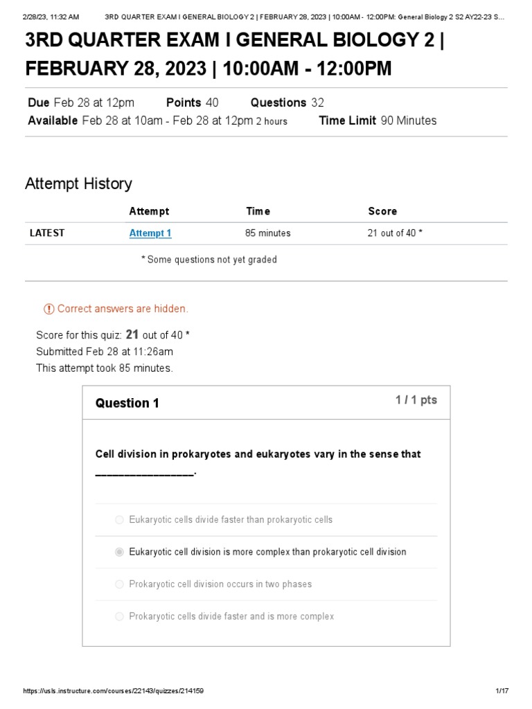 3RD QUARTER EXAM I GENERAL BIOLOGY 2 - FEBRUARY 28 2023 - 10 - 00AM 12 ...