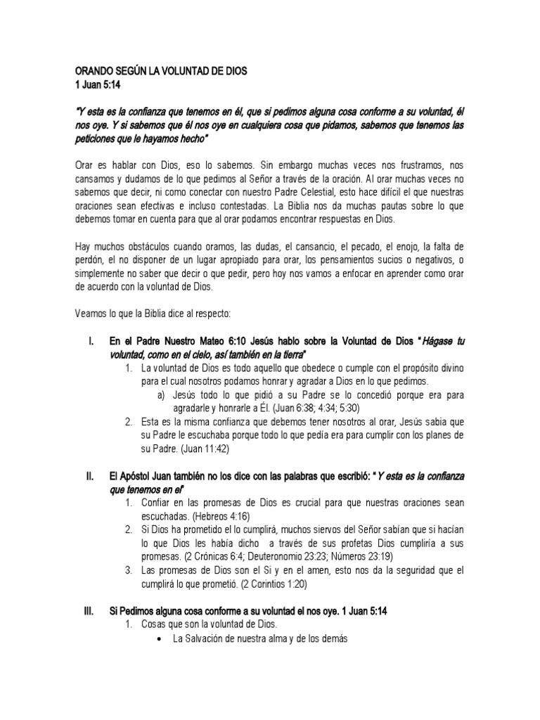 Orar Según la Voluntad de Dios | PDF | Oración | orador del Señor