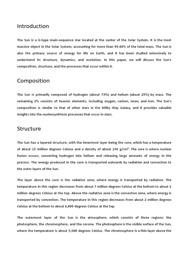 Understanding the Sun's Structure and Processes | PDF | Sun | Stars