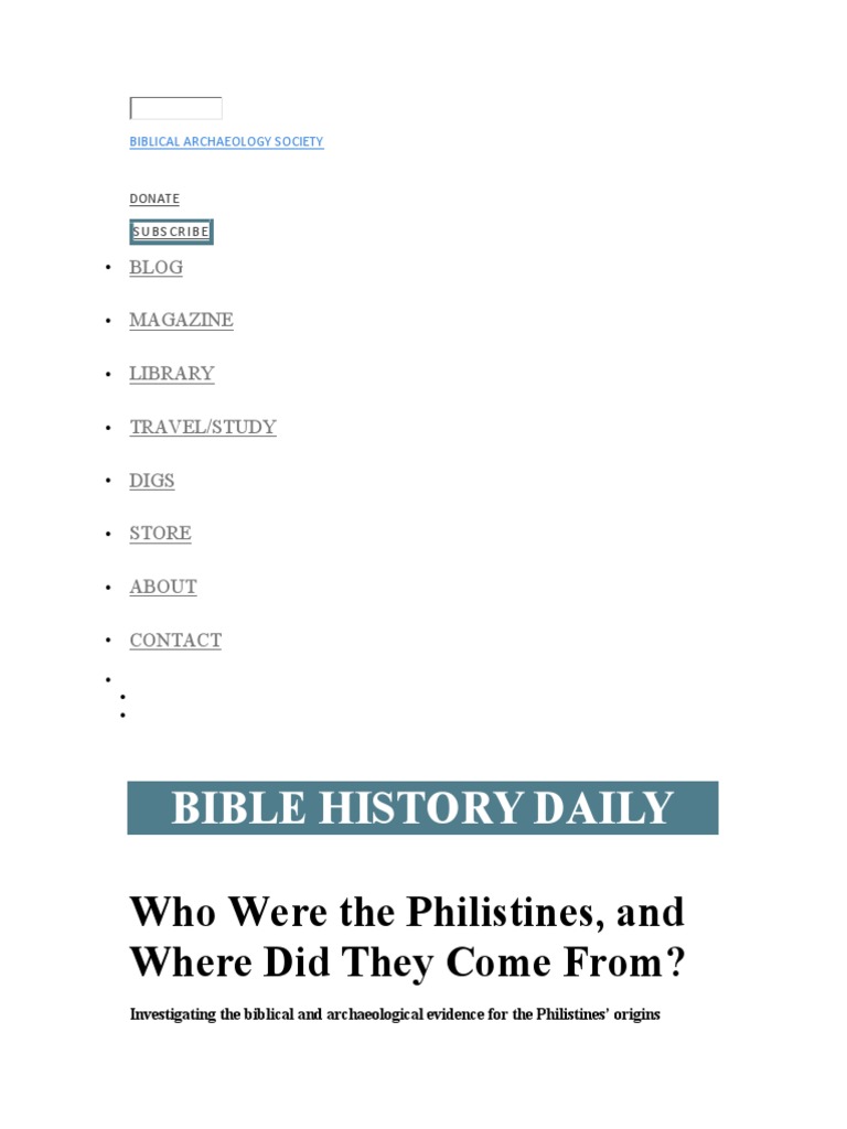 Who Were The Philistines, and Where Did They Come From | PDF | Philistines