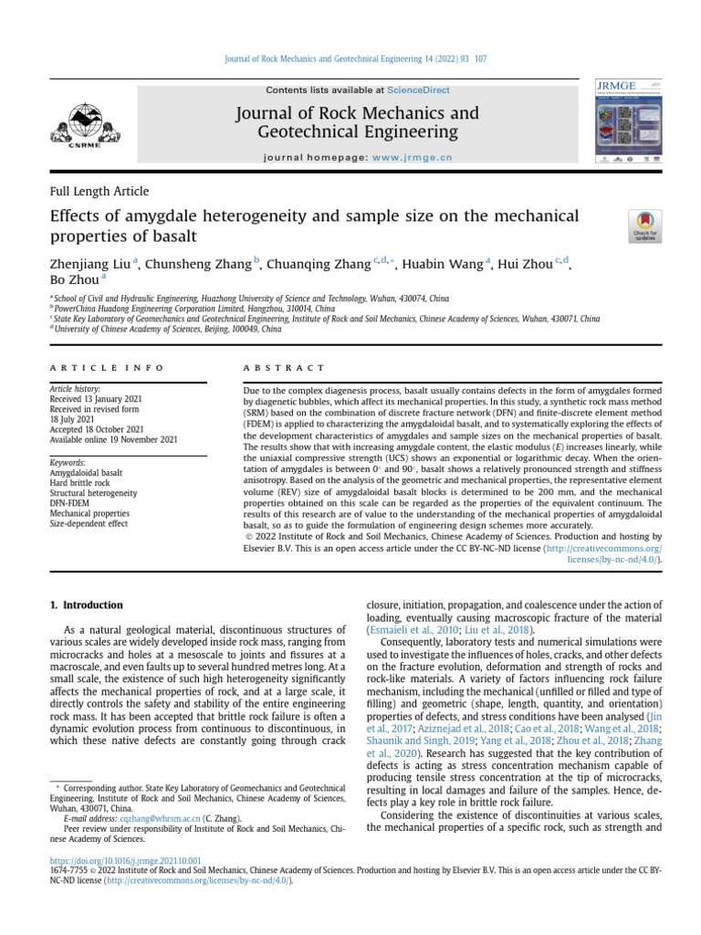Effects of Amygdale Heterogeneity and Sample - 2022 - Journal of Rock ... Effects of Amygdale Heterogeneity and Sample - 2022 - Journal of Rock ...