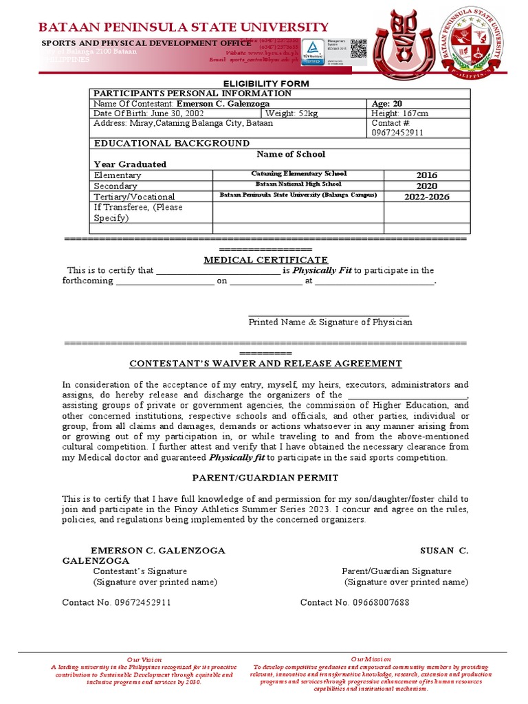 Blank Eligibility Form | PDF