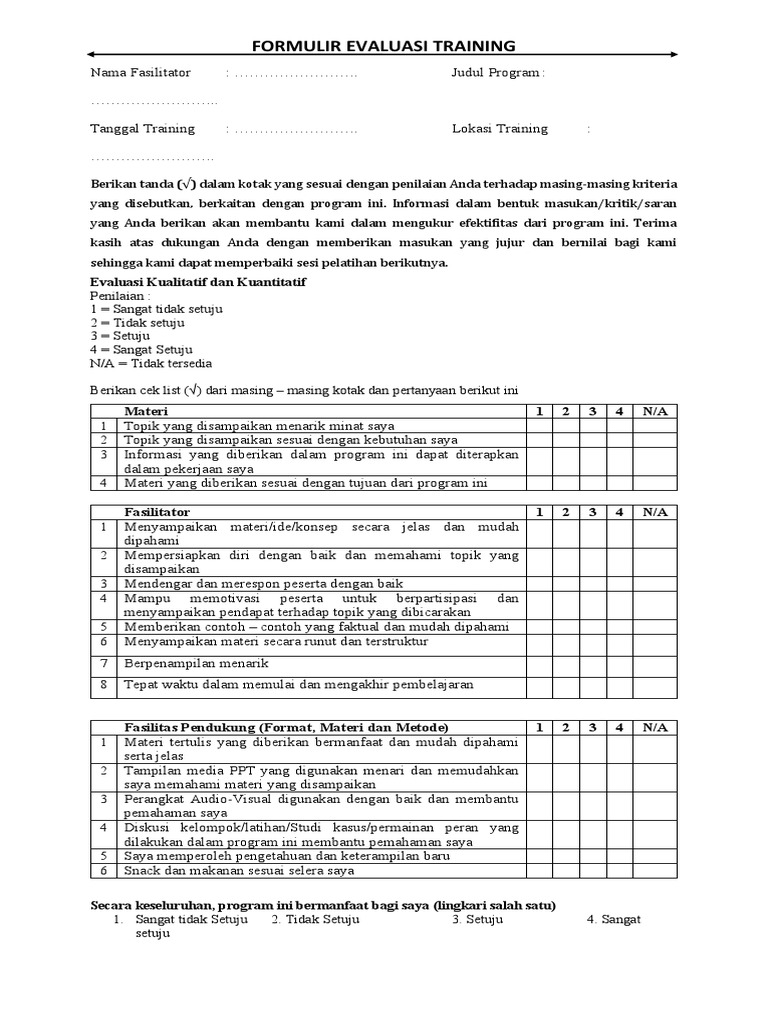 Angket Evaluasi Diri | PDF