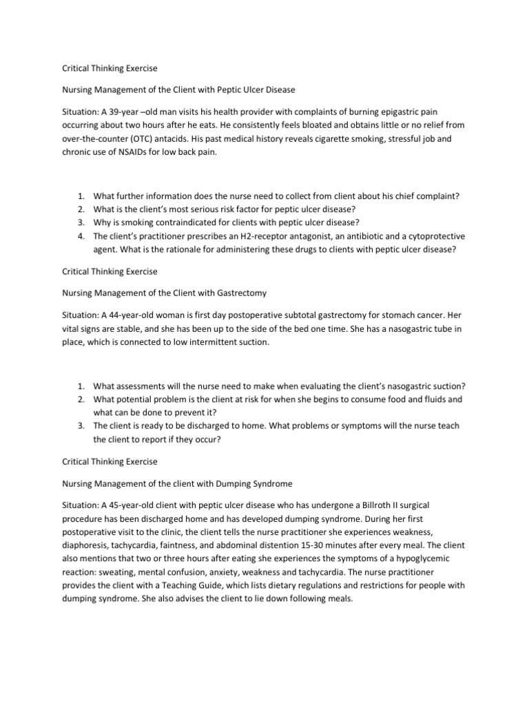 Critical Thinking Exercise | PDF