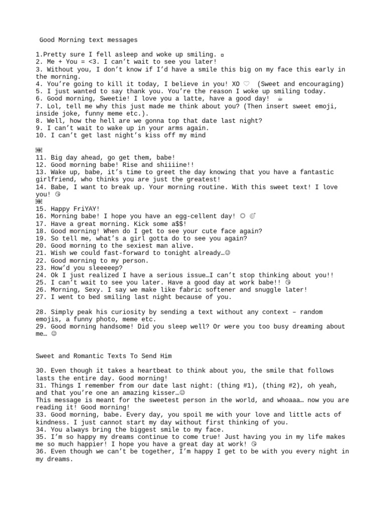 Morning Text Messages | PDF