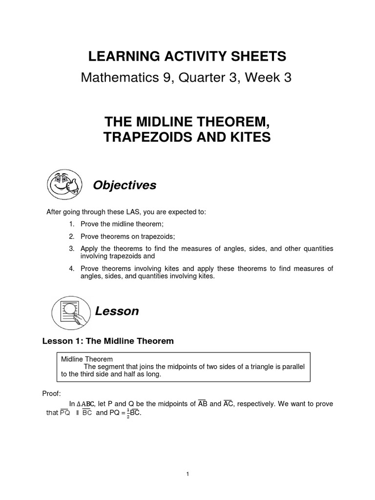LAS - Math 9 - Q3 - Wk3 - The Midline Theorem Trapezoid and Kite PDF ...