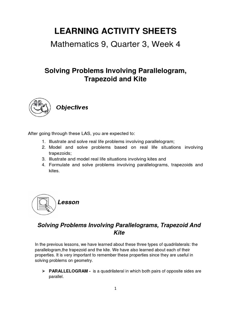 Solving Parallelogram, Trapezoid, and Kite Problems | PDF ...