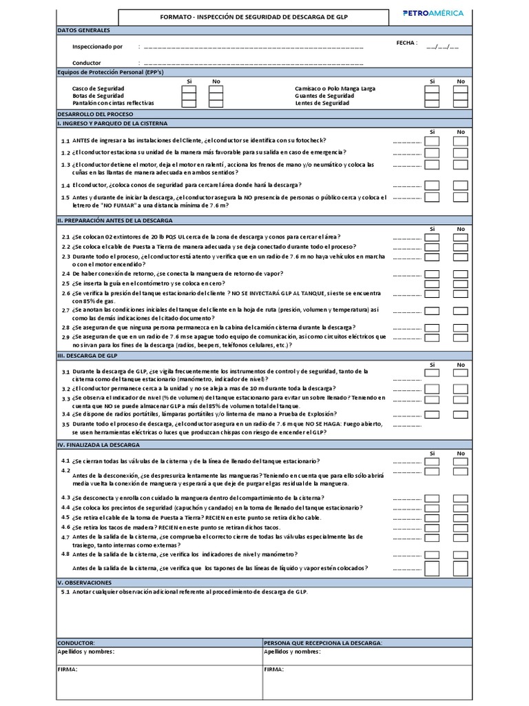 Check List Descarga de GLP-2 | PDF | Bienes manufacturados | Vehículos
