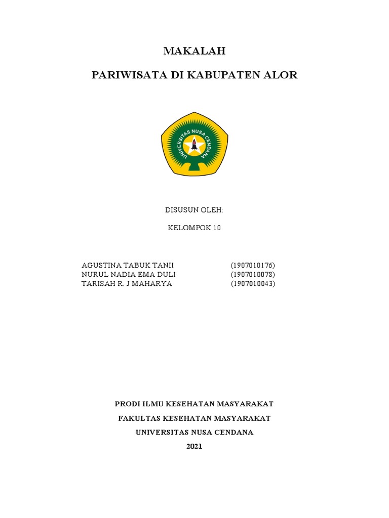 Makalah Pariwisata Di Kabupaten Alor - Kelompok 10 | PDF | Perjalanan | Kajian Bahasa Asing