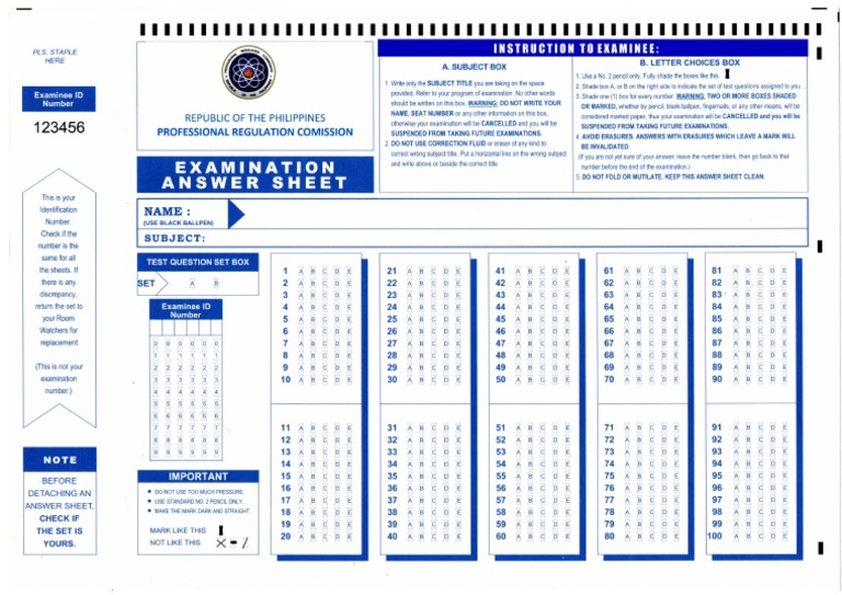 Let Exam Answer Sheet | PDF