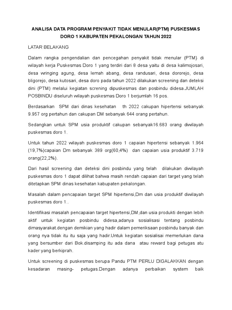 Analisa Data Penyakit Tidak Menular (PTM) | PDF | Kesehatan Holistik