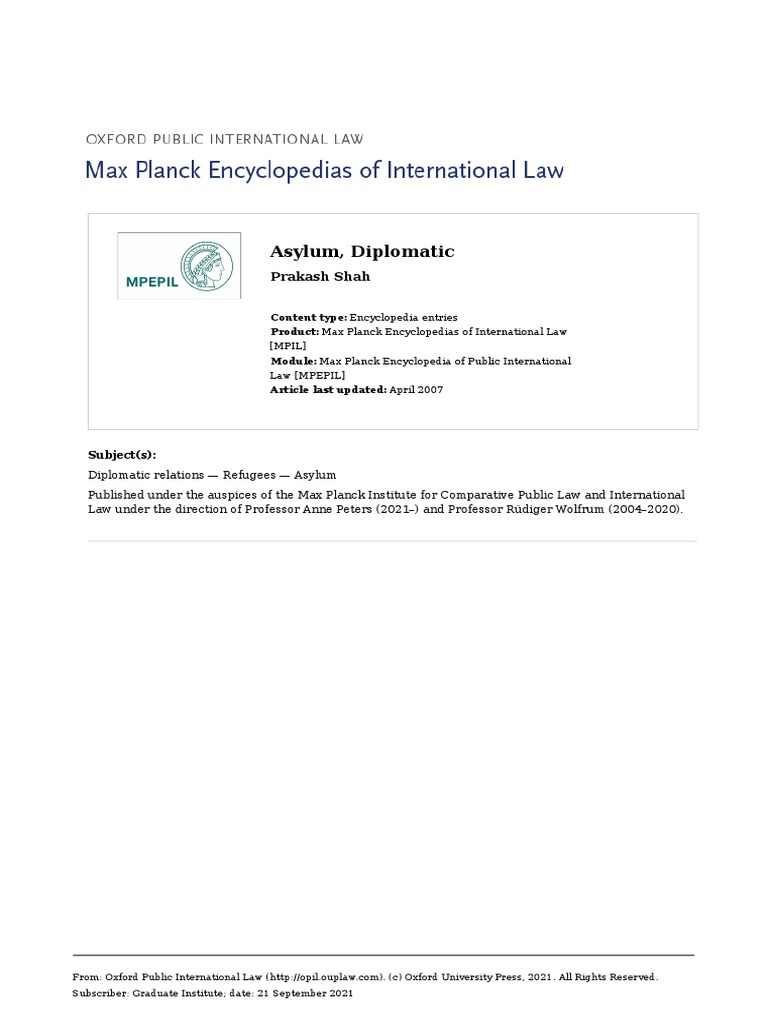 Navigating the Complex Legal Landscape of Diplomatic Asylum: An ...