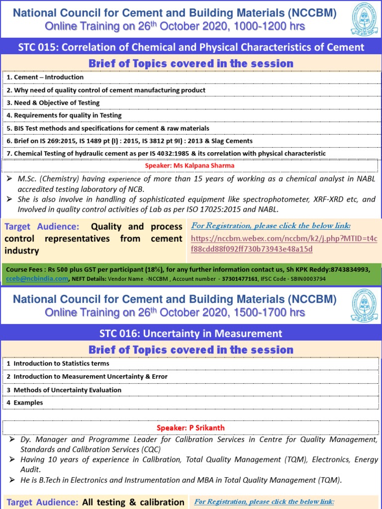 Brief Details of The Course - STC-15 - 22 PDF | PDF | Cement | Concrete