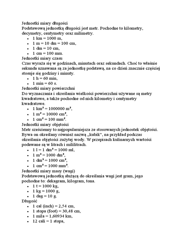 Jednostki Miary Długości | PDF