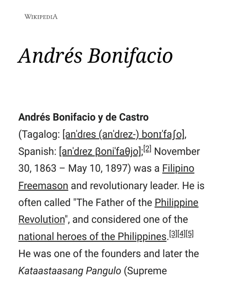 Andrés Bonifacio - Wikipedia PDF | PDF | Philippines