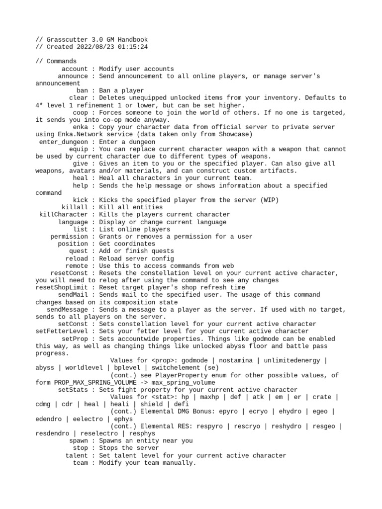 PUGNOLLI Tabela de Comandos 3.0 INCOMPLETA | PDF