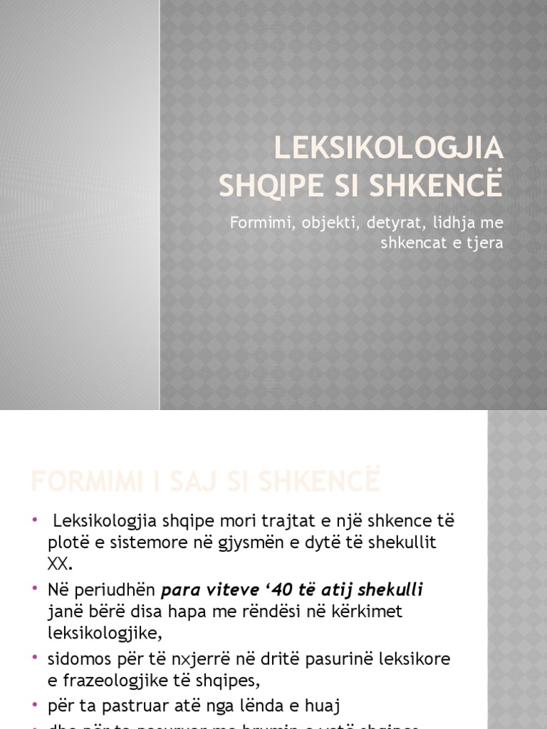 Leksikologjia Si Shkence | PDF