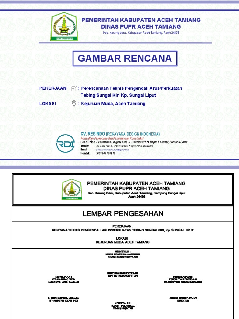 Desain Talud Sungai Kp. Sungai Liput | PDF