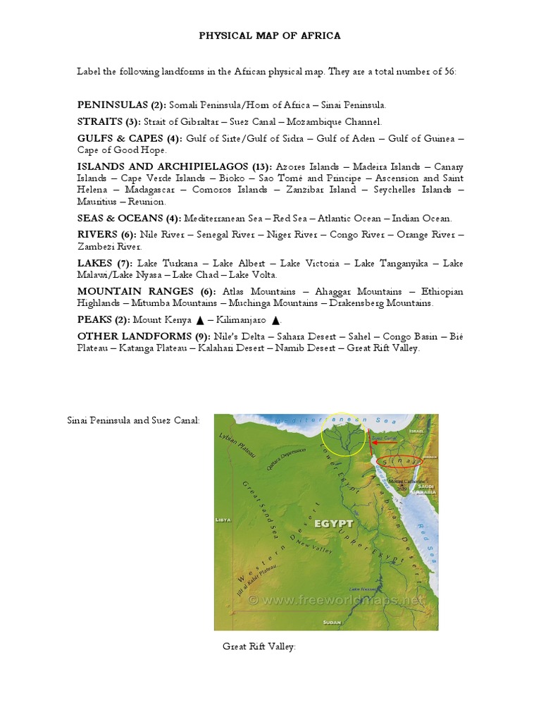 Physical Map of Africa | PDF