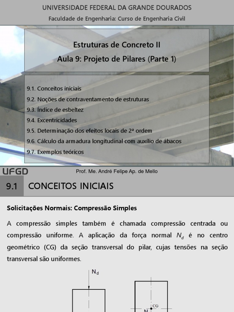 Aula 9 - Projeto de Pilares (Parte 1) | PDF | Flexão (Física) | Flambagem