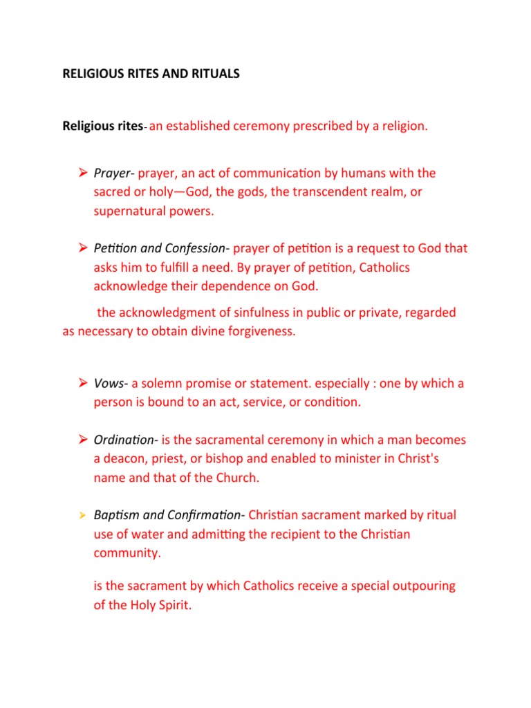 An Overview of Major Religious Rites, Rituals, and Their Significance ...