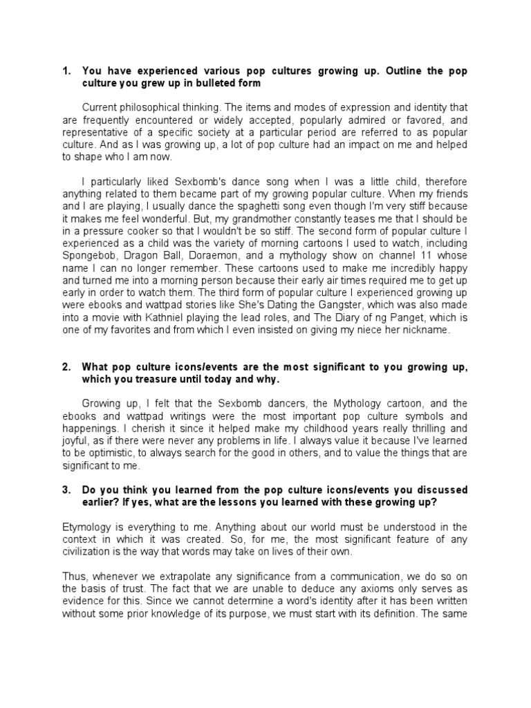 Philippine Popular Culture 2 Worksheet 2 | PDF | Theory | Cognitive Science