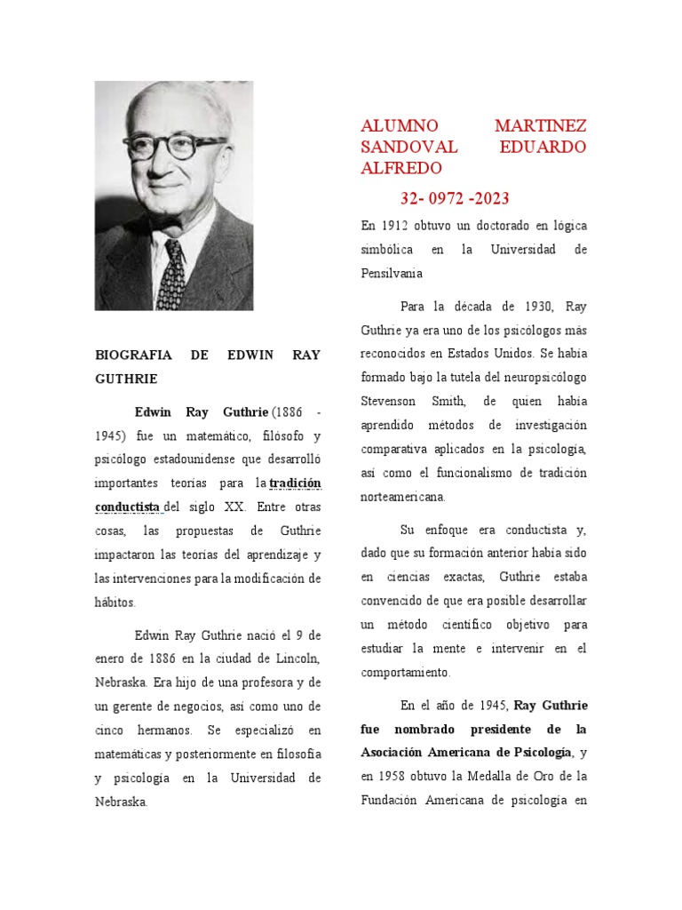 Biografia de Edwin Ray Guthrie - Docx Camara Gessel | PDF | Aprendizaje ...