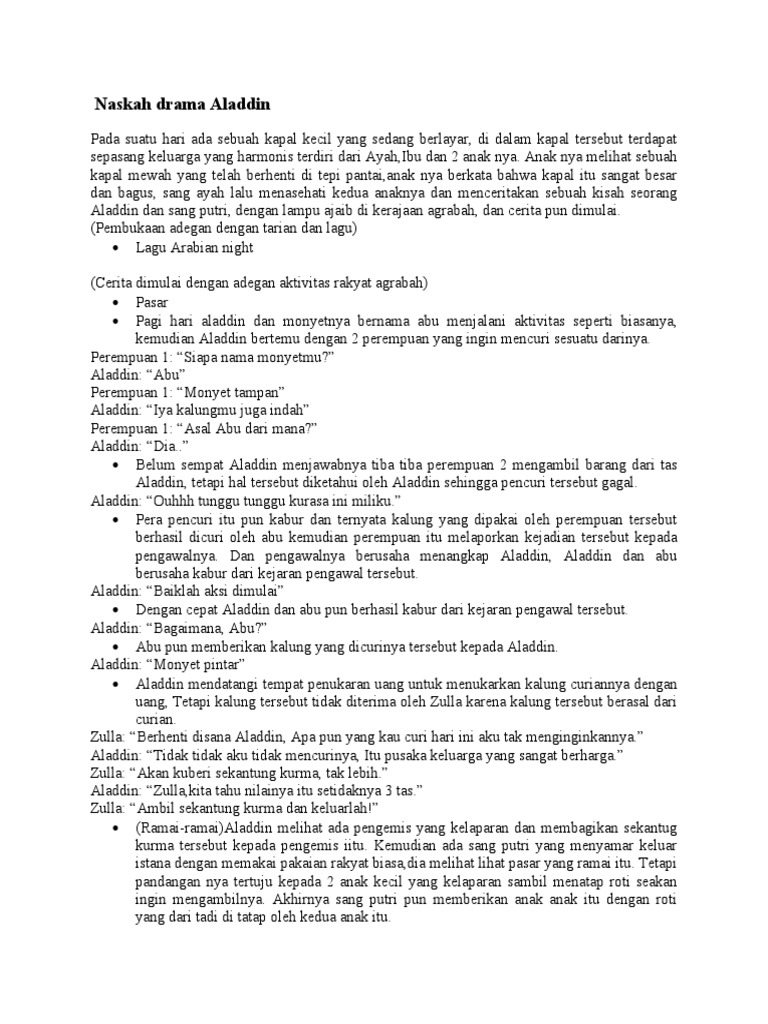 Naskah Drama Aladdin | PDF