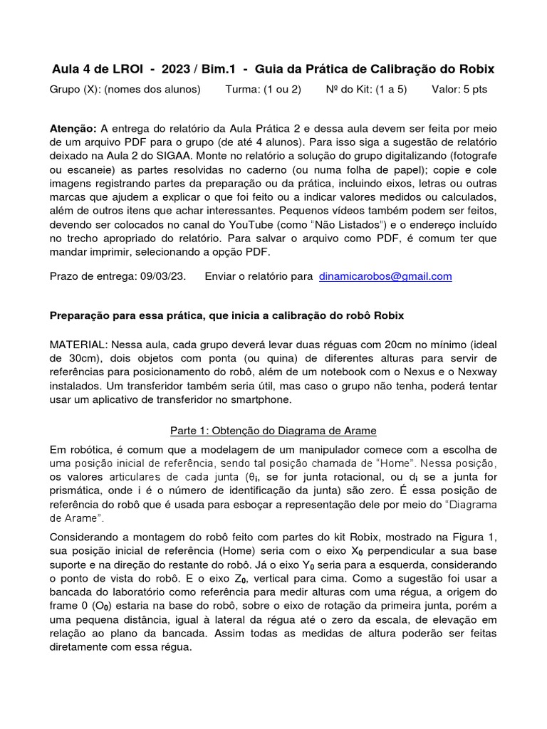 Aula 4 - Guia Da Prtica de Calibrao Do Robix | PDF | Robô | Robótica