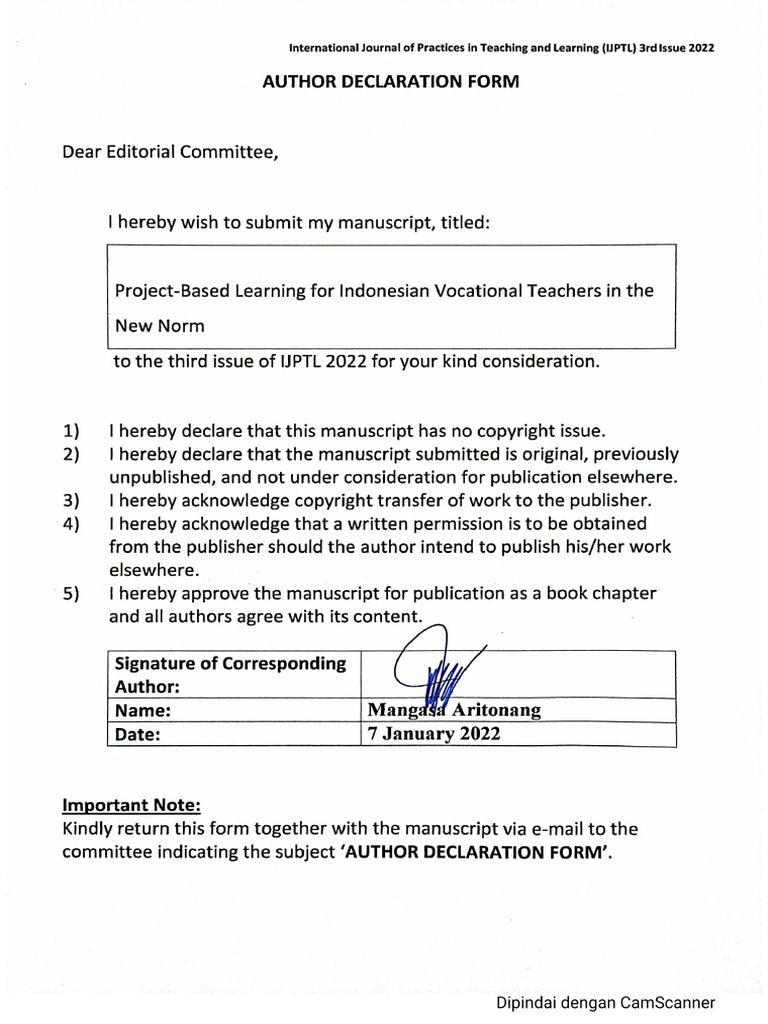 Author Declaration Form PDF | PDF