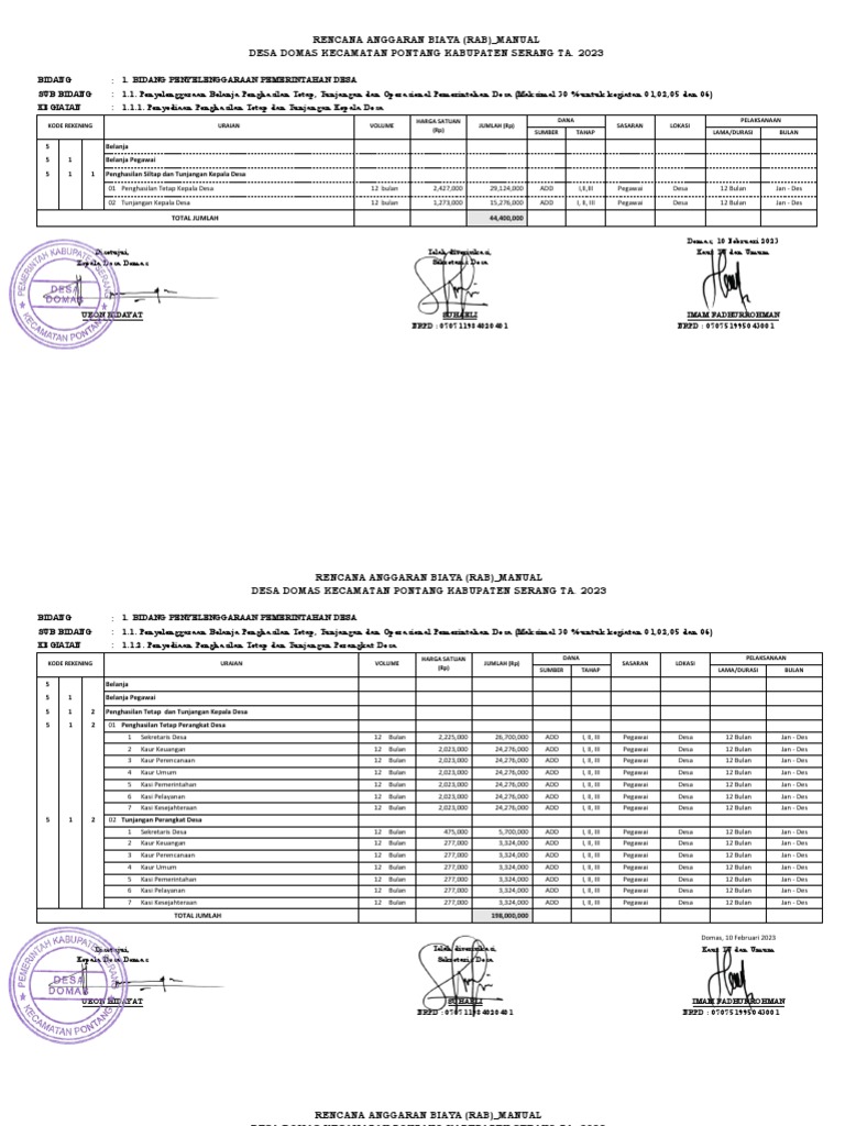 RAB_APBDES_2023_DESA_DOMAS_KECAMATAN_PONTANG_KABUPATEN_SERANG.pdf | PDF