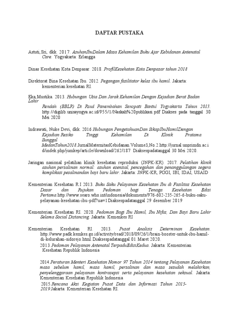 DAFTAR PUSTAKA Kehamilan 3 | PDF | Pengembangan Diri | Sains & Matematika