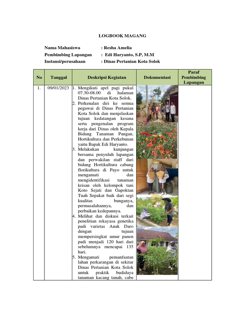 Logbook Magang 1 | PDF