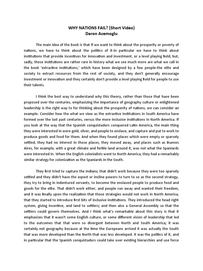 Why Nations Fail? Daron Acemoglu | PDF | Economies
