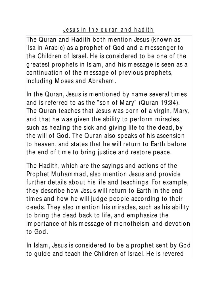 Jesus in the Quran and Hadith | PDF | Prophets And Messengers In Islam ...