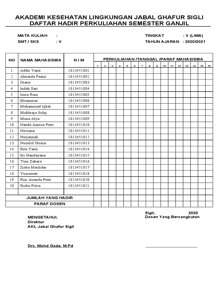 ABSEN AKL.docx | PDF