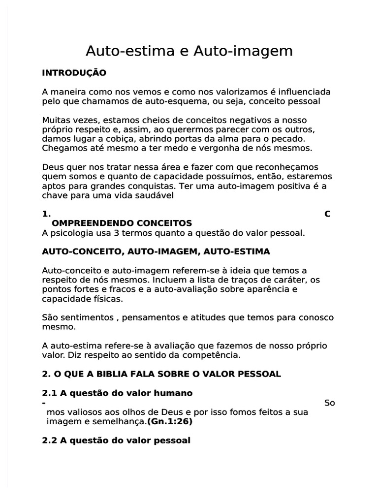 Ilide - Info Reencontro Auto Estima e Auto Imagem PR - PDF | PDF | Amor | Autoestima