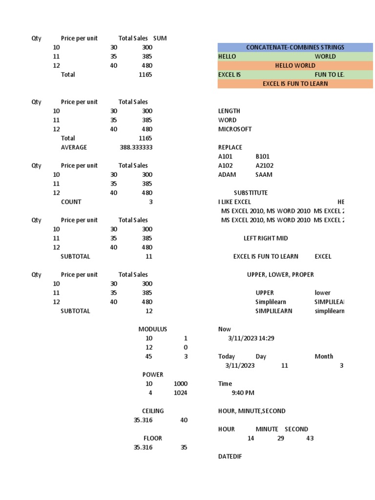 Excelformulas Josol | PDF | Microsoft Excel | Microcomputer Software